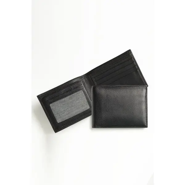 Bosca Id Flap Leather Wallet - Black