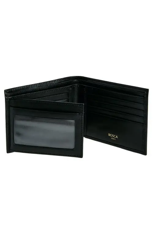 Bosca Id Flap Leather Wallet - Black