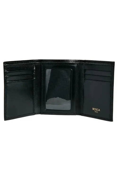 Bosca Old Leather Double Id Trifold Wallet - Black