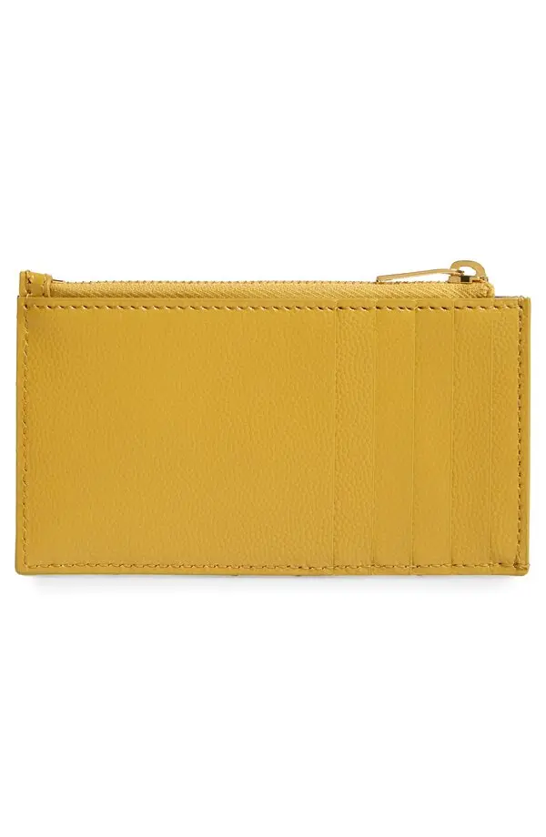Saint Laurent Cassandre Matelassé Fragments Leather Zip Card Case - Chartreuse