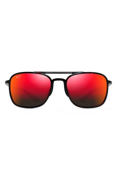 Maui Jim Keokea Aviator Sunglasses - Black Red Tortoise/lava