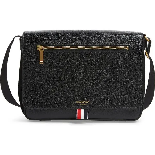 Thom Browne Leather Reporter Bag - Black