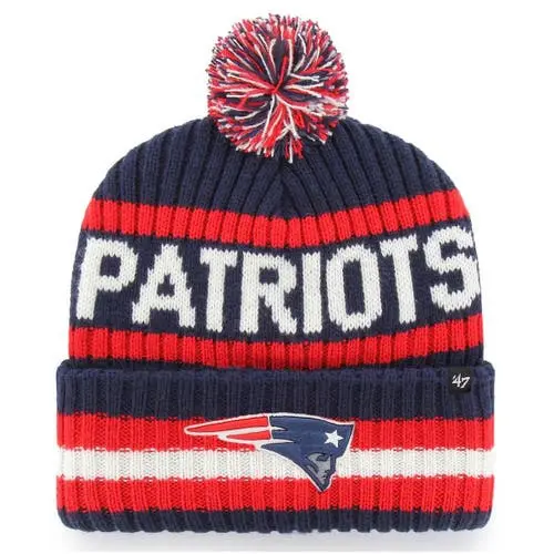 '47 New England Patriots Bering Cuffed Knit Hat With Pom - Navy