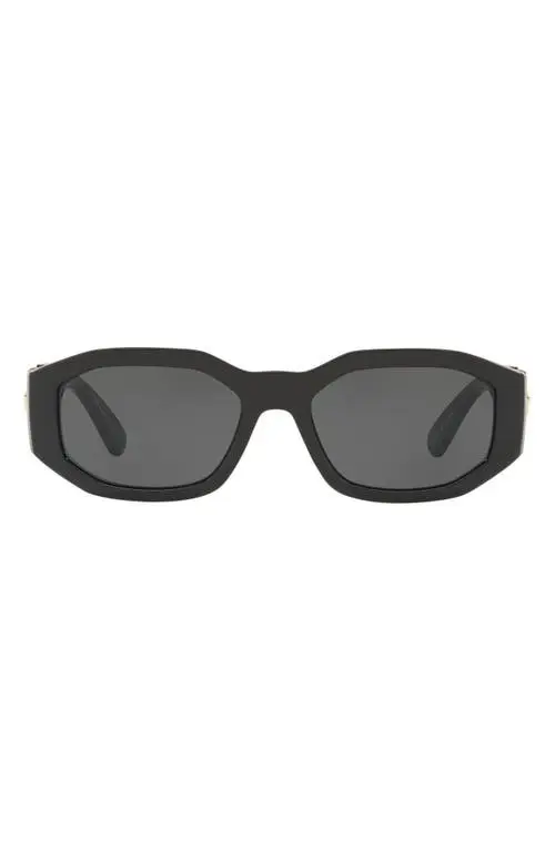 Versace 53mm Round Sunglasses - Black Solid