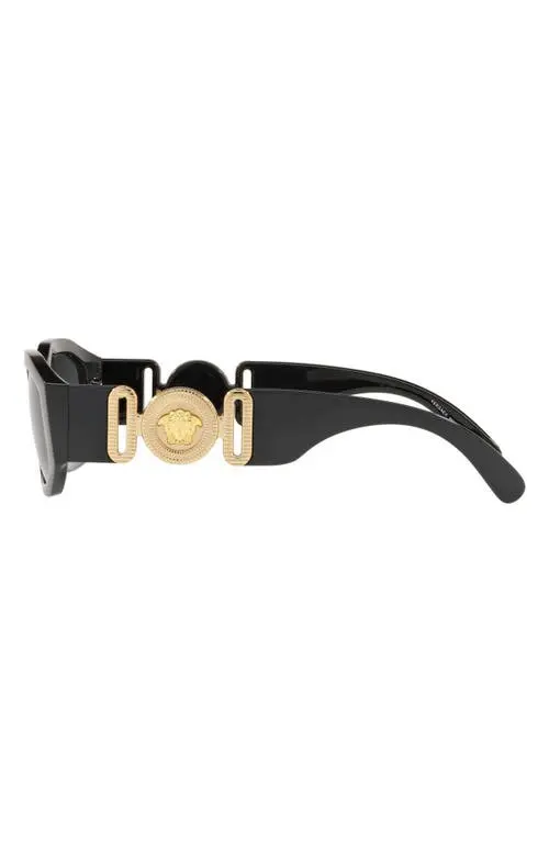 Versace 53mm Round Sunglasses - Black Solid