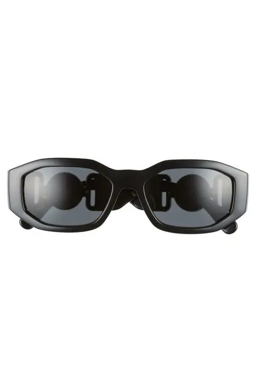Versace 53mm Round Sunglasses - Black Solid
