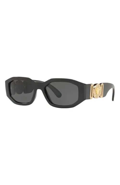 Versace 53mm Round Sunglasses - Black Solid