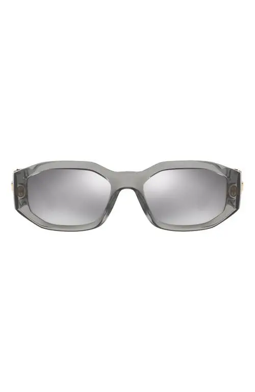 Versace 53mm Round Sunglasses - Transparent Grey/grey Mirror