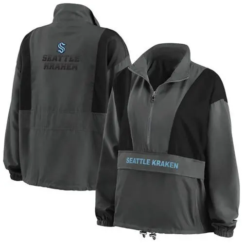 WEAR BY ERIN ANDREWS Seattle Kraken Popover Packable Half-zip Jacket - Charcoal