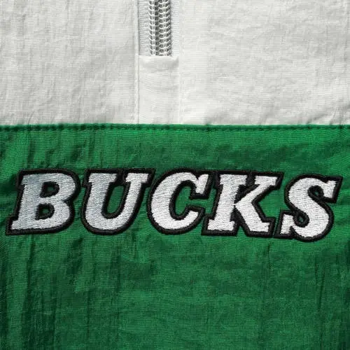 Mitchell & Ness Milwaukee Bucks Half-zip Windbreaker Hoodie