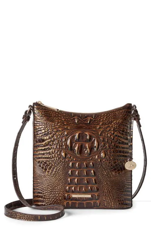 Brahmin Katie Croc Embossed Leather Crossbody Bag - Chocolate