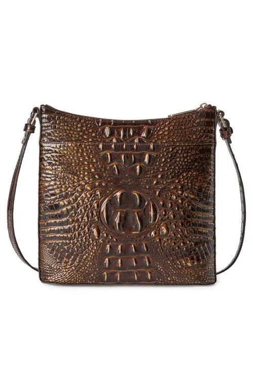 Brahmin Katie Croc Embossed Leather Crossbody Bag - Chocolate