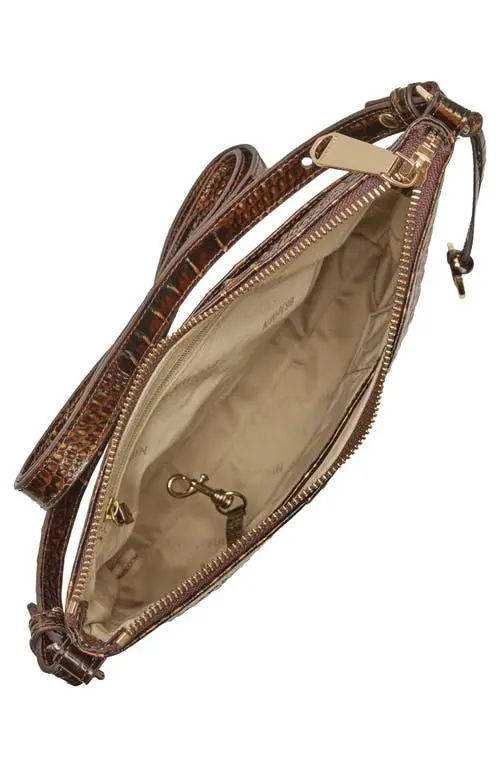 Brahmin Katie Croc Embossed Leather Crossbody Bag - Chocolate