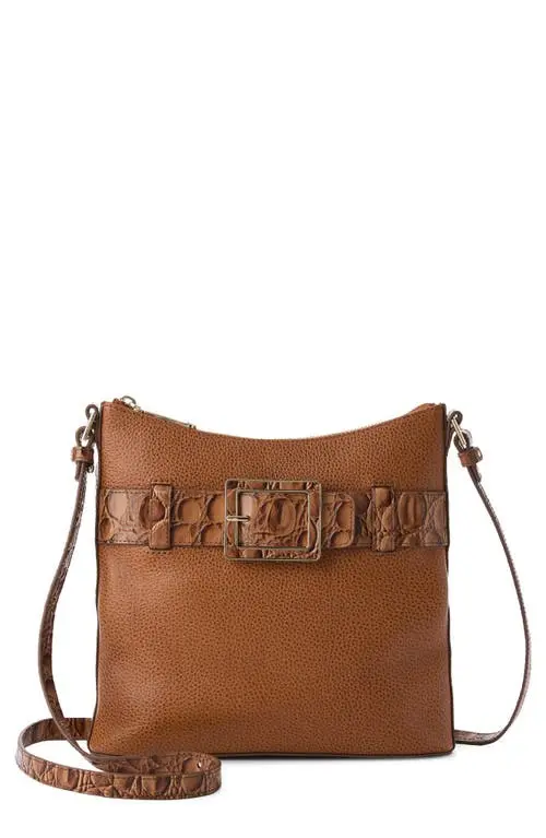 Brahmin Katie Croc Embossed Leather Crossbody Bag - Cinnamon