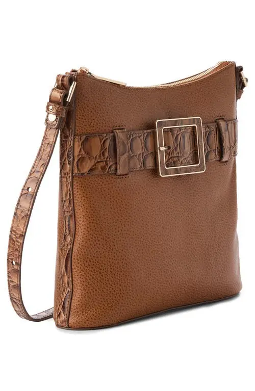 Brahmin Katie Croc Embossed Leather Crossbody Bag - Cinnamon
