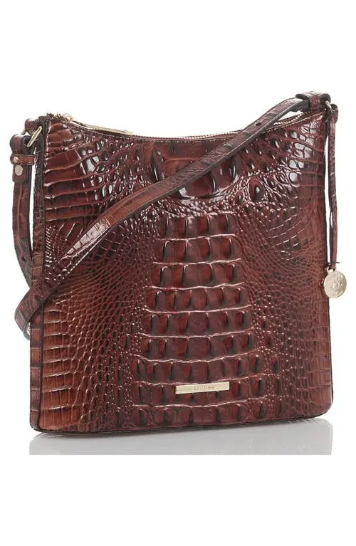 Brahmin Katie Croc Embossed Leather Crossbody Bag - Pecan