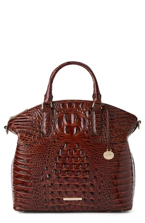 Brahmin Large Duxbury Embossed Leather Satchel - Dark Pecan