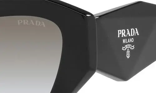 Prada 55mm Gradient Cat Eye Sunglasses In Black/ Grey  display picture 1