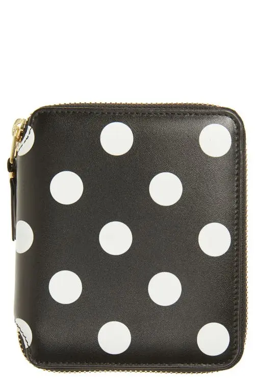 Comme Des Garçons Dot Print Leather Wallet - Black