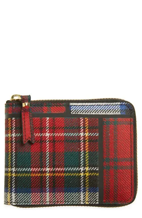 Comme Des Garçons Tartan Patchwork Wool Wallet - Red