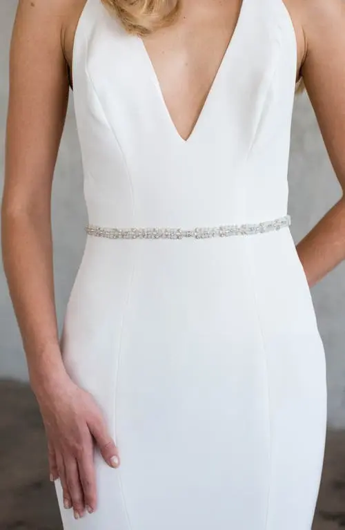 Brides & Hairpins Basilka Crystal Sash - Silver