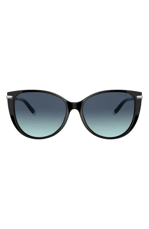 Tiffany & Co. 57mm Gradient Cat Eye Sunglasses - Black/ Azure Gradient Blue