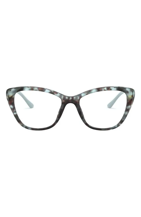 Prada 52mm Cat Eye Optical Glasses - Spotted Blue/demo Lens