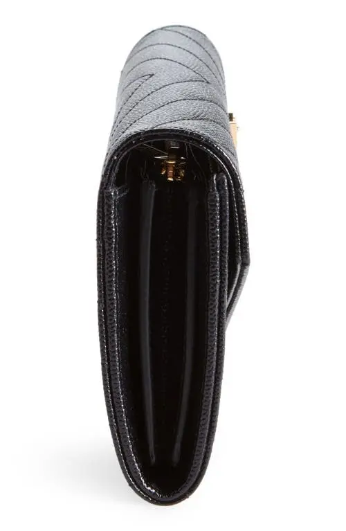 Saint Laurent Monogramme Logo Leather Flap Wallet - Nero
