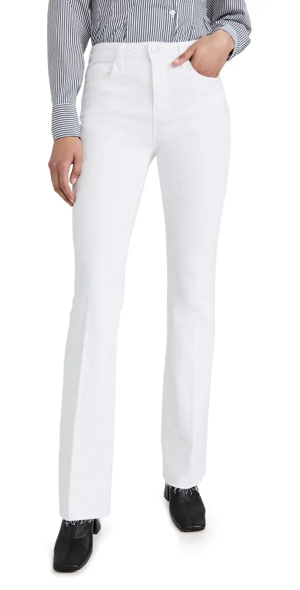 L'Agence Ruth Straight Raw Hem Jeans - Blan