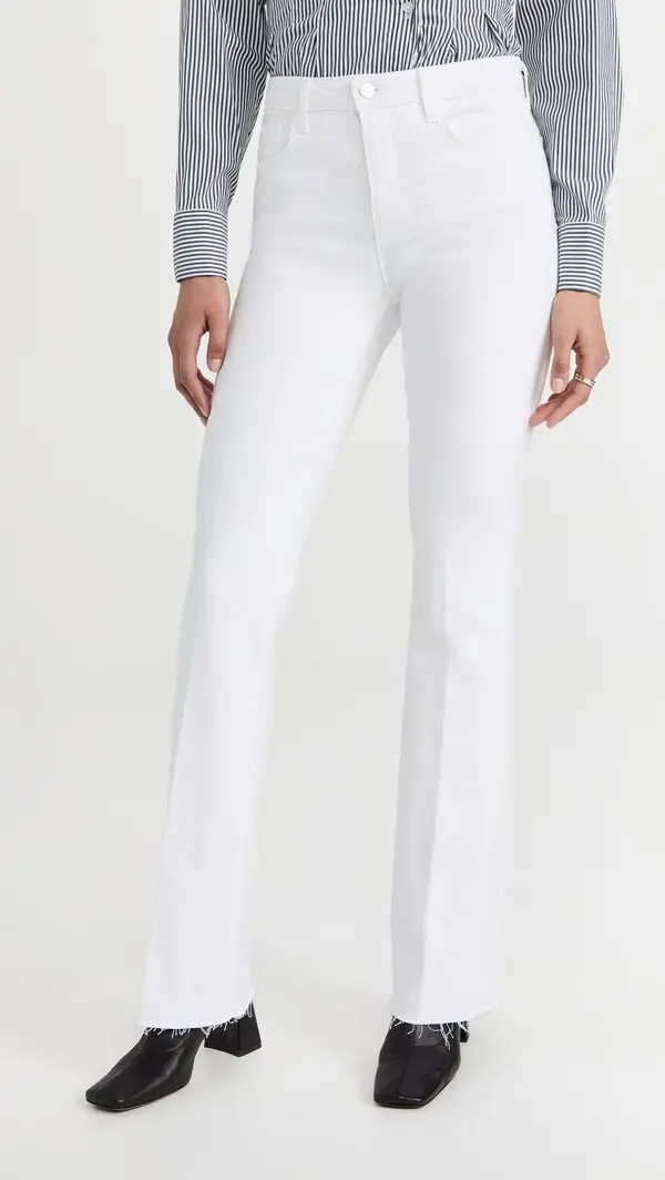 L'Agence Ruth Straight Raw Hem Jeans - Blan