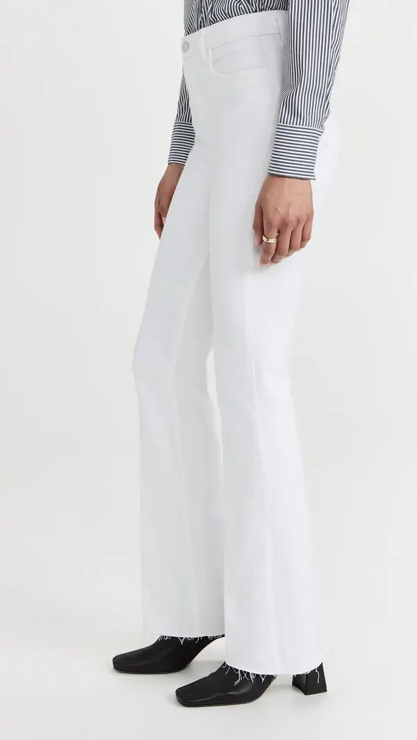 L'Agence Ruth Straight Raw Hem Jeans - Blan