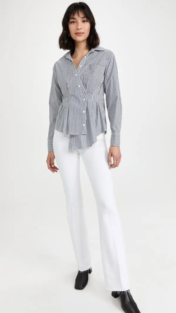 L'Agence Ruth Straight Raw Hem Jeans - Blan