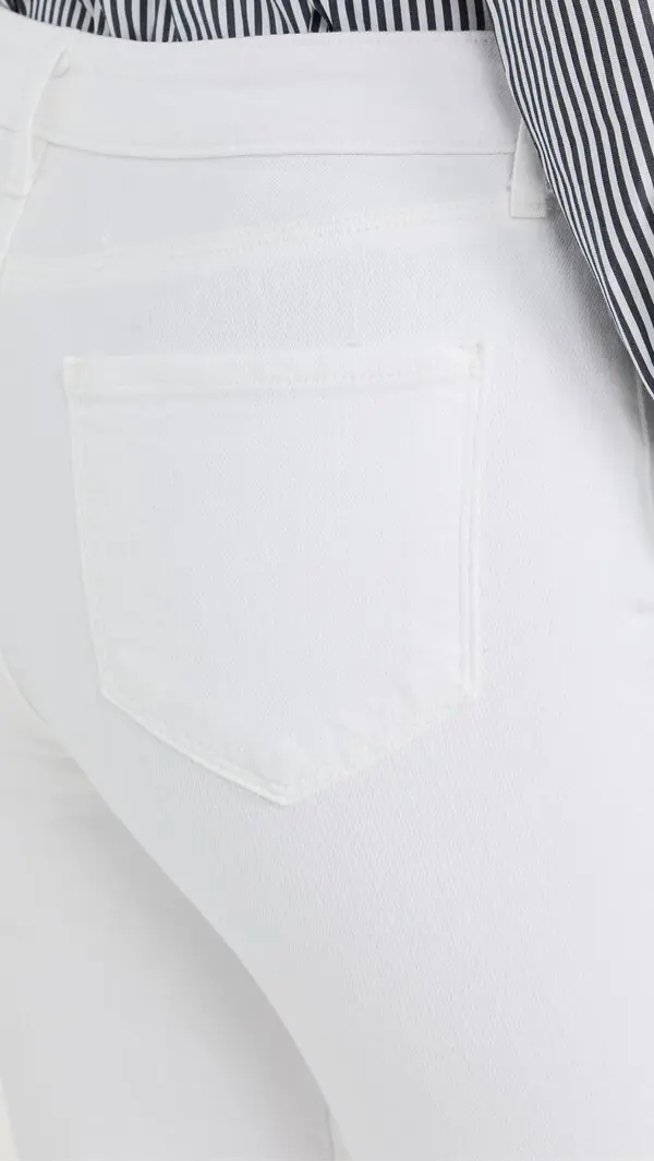 L'Agence Ruth Straight Raw Hem Jeans - Blan