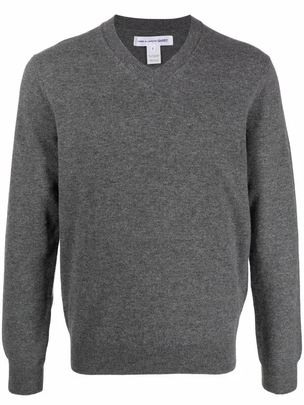 Comme Des Garçons V-neck Fine-knit Jumper - Grey