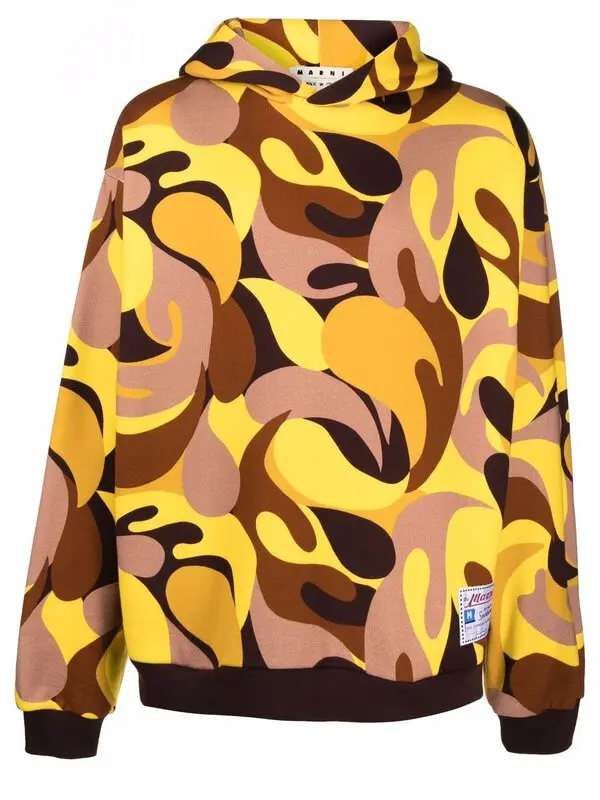 Marni Camouflage-print Hoodie - Yellow