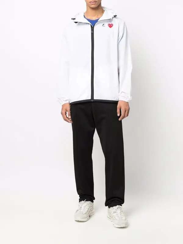 Play Comme Des Garcon X K-way Zipped Hooded Jacket - White