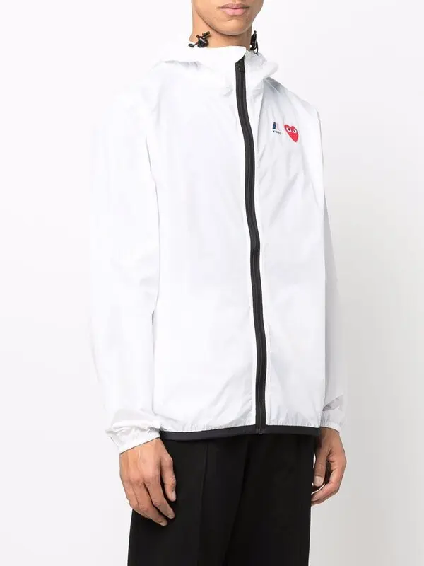 Play Comme Des Garcon X K-way Zipped Hooded Jacket - White