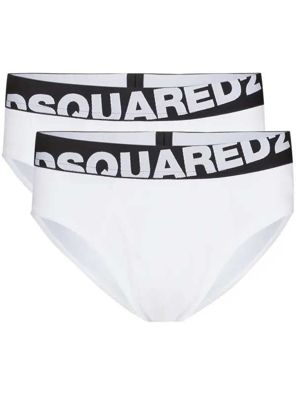 Dsquared2 Logo-waistband Pack Of Two Briefs - White
