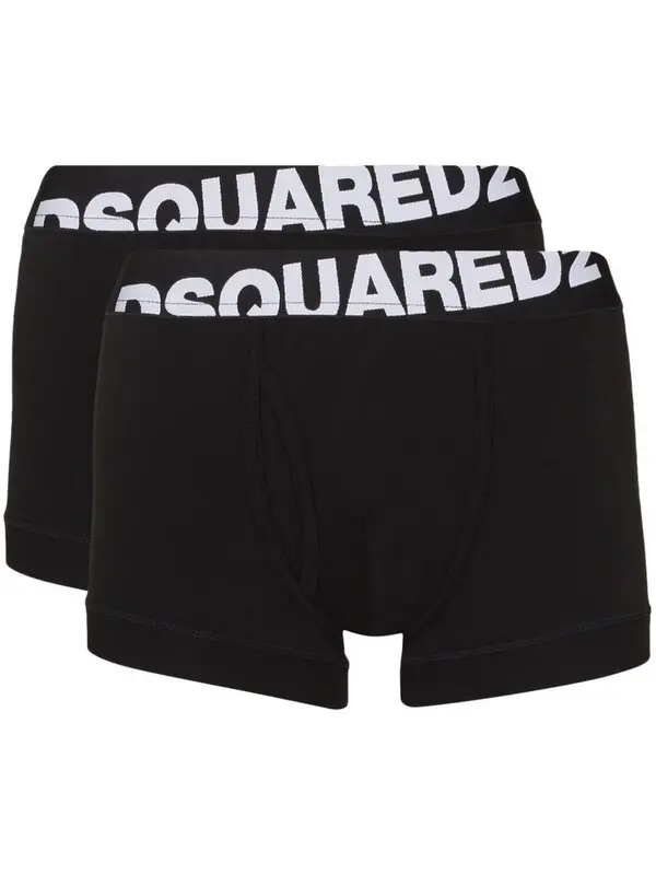 Dsquared2 Logo-waistband Pack Of Two Boxer Shorts - Black