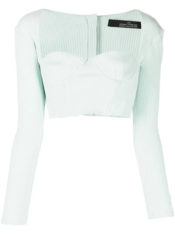 Rokh Ribbed Sweetheart-neck Top - Green