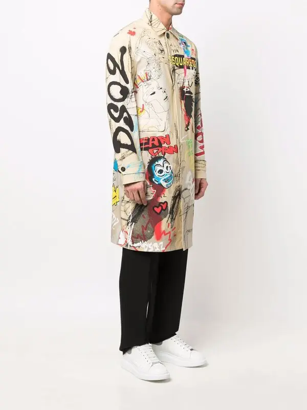 Dsquared2 Graphic-print Single-breasted Coat