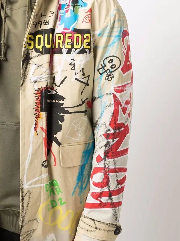 Dsquared2 Graphic-print Single-breasted Coat