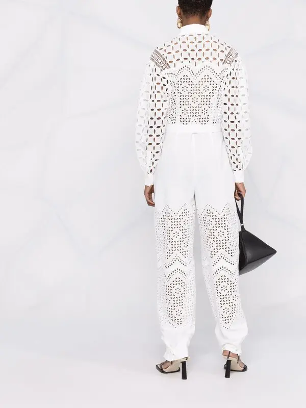 Alberta Ferretti Broderie Anglaise Belted Bodysuit