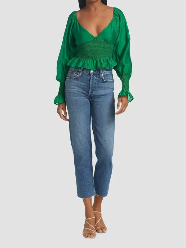 RE/DONE 70s Stove Pipe High-rise Straight Crop Jeans - Mid 70s