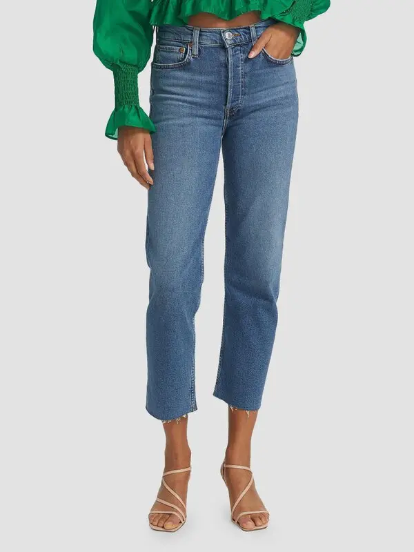 RE/DONE 70s Stove Pipe High-rise Straight Crop Jeans - Mid 70s