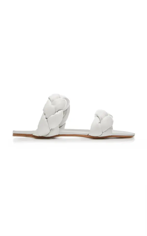 Miu Miu Puffy Braided Leather Slide Sandals
