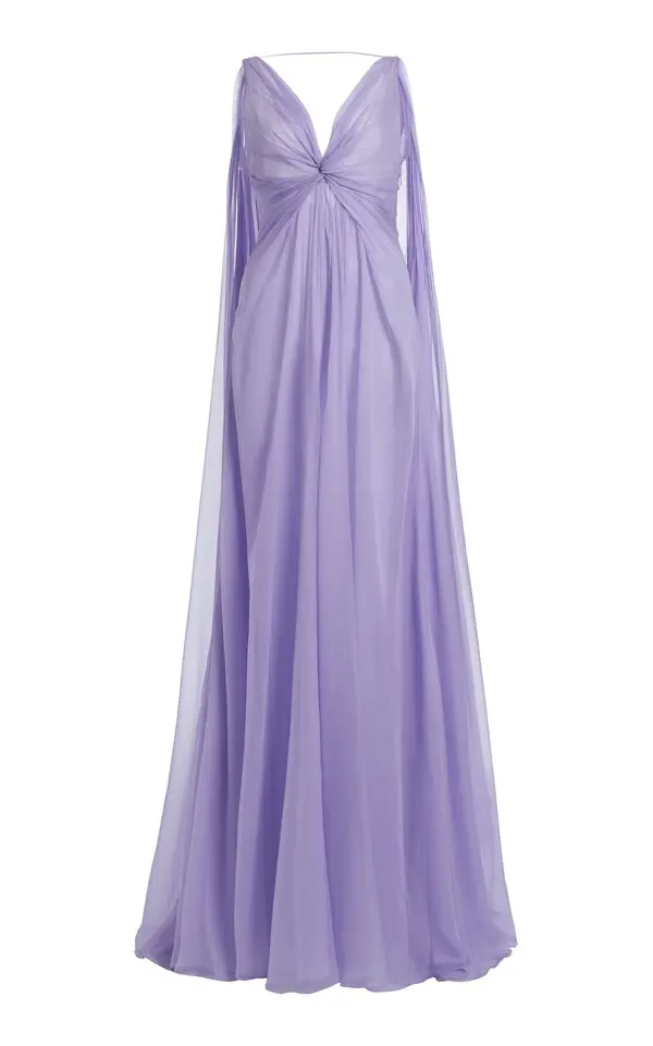 Valentino Garavani Gathered Silk Chiffon Gown