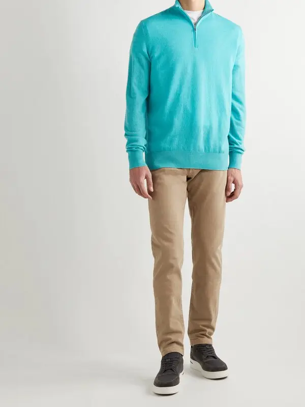 Loro Piana Roadster Striped Cashmere Half-zip Sweater - Blue
