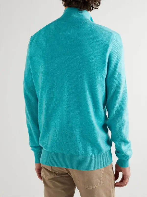 Loro Piana Roadster Striped Cashmere Half-zip Sweater - Blue