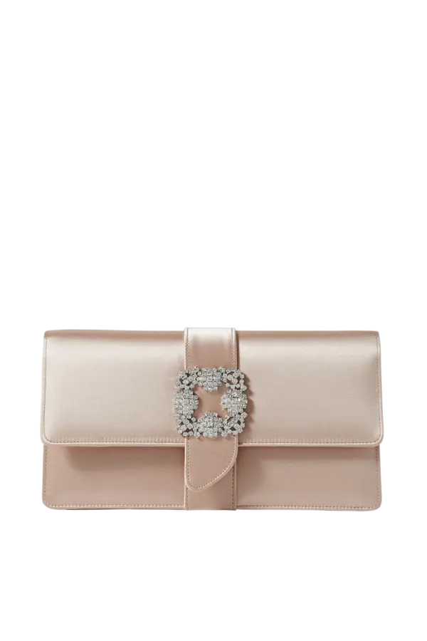 Manolo Blahnik Capri Crystal-embellished Clutch - Neutrals
